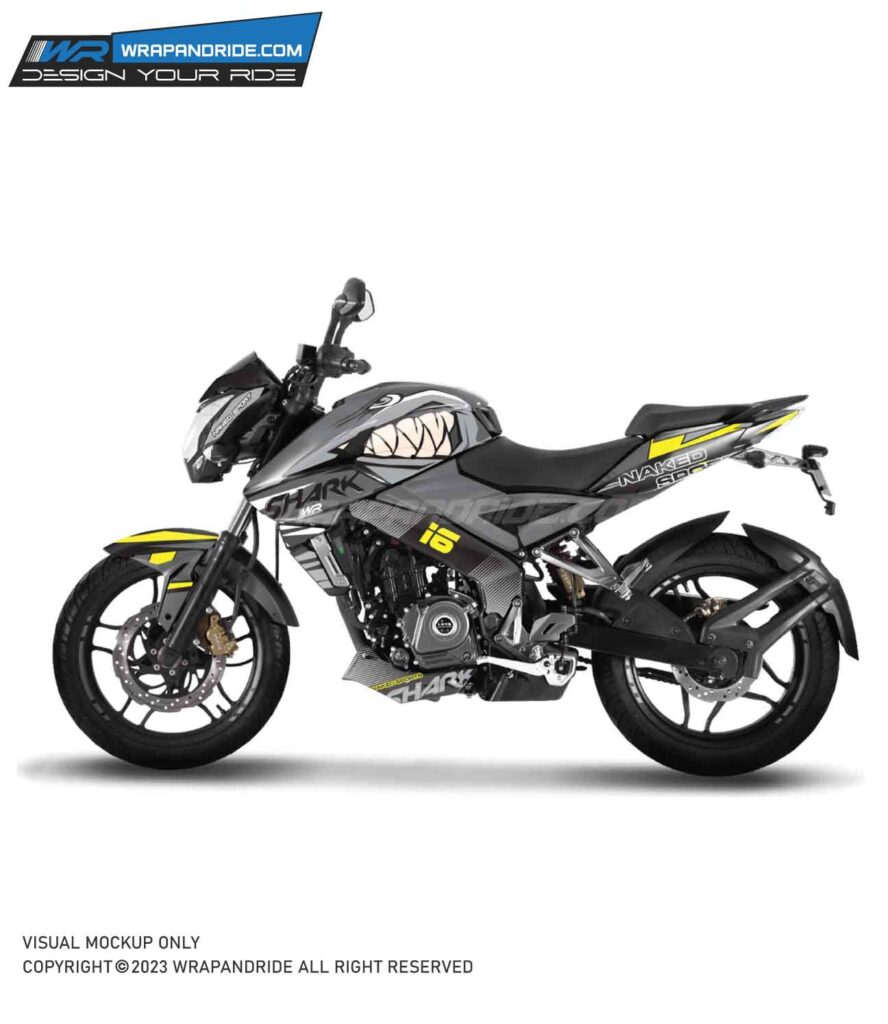 Pulsar NS Grey Shark Design [Full Body Edge To Edge Wrap / Decal ...
