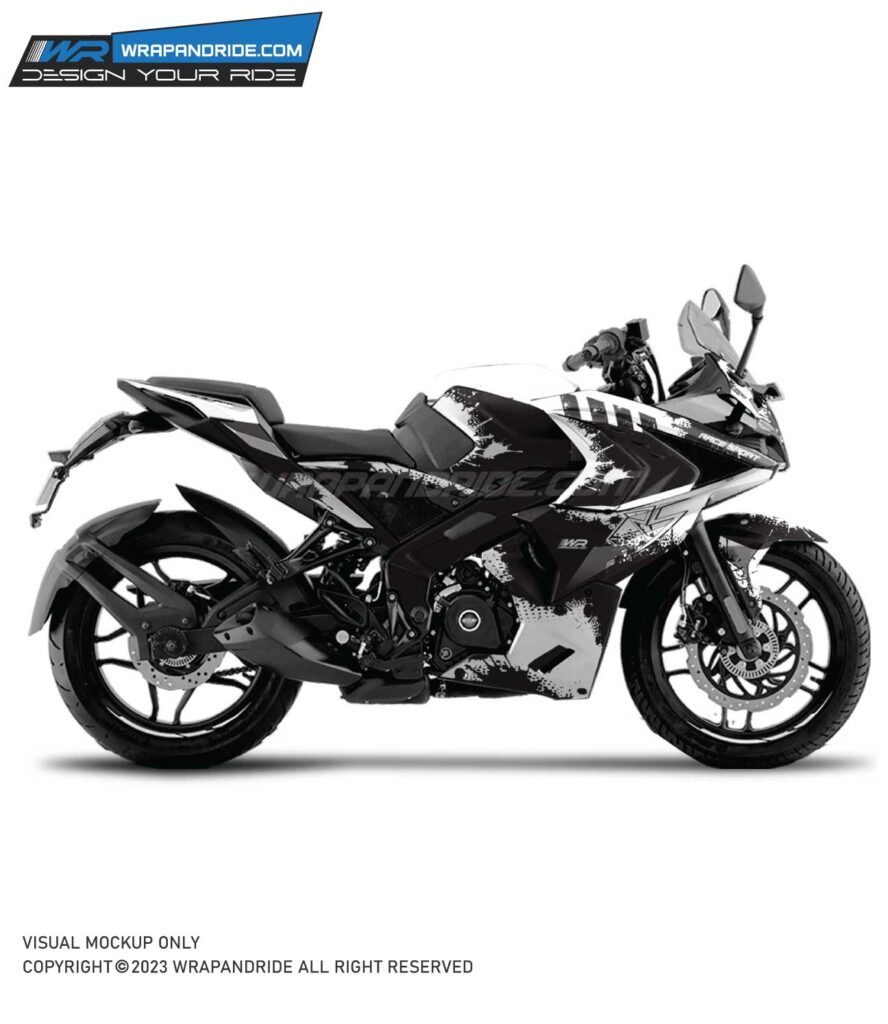 Pulsar RS 200 Black Grunge Design [Full Body Edge To Edge Wrap / Decal ...