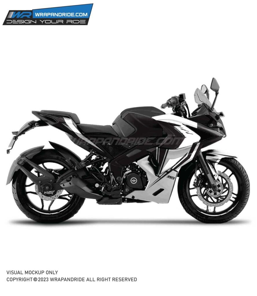 Pulsar RS 200 Black White Race Design [Full Body Edge To Edge Wrap ...