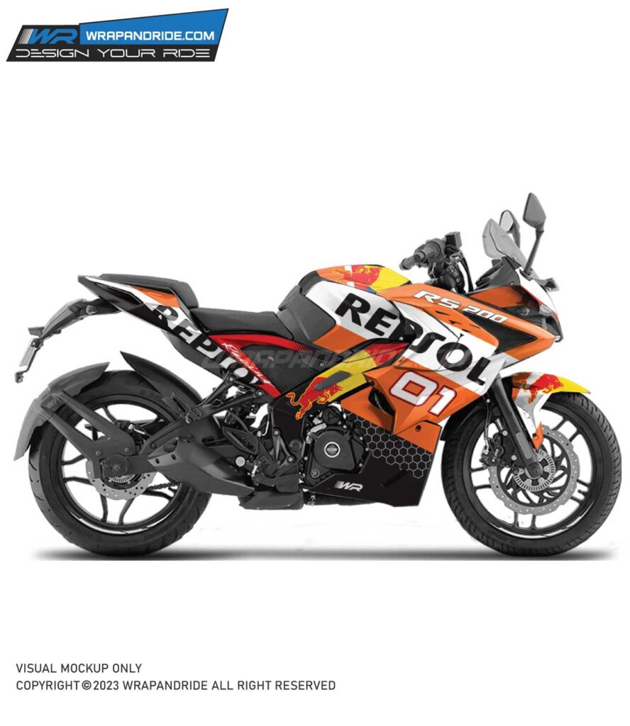 Pulsar RS 200 Repsol Design [Full Body Edge To Edge Wrap / Decal ...