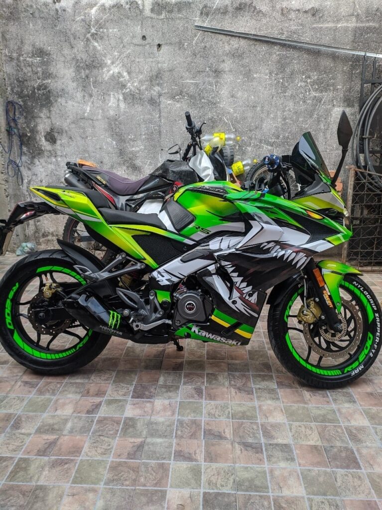 Pulsar RS 200 Green Shark Design [Full Body Edge To Edge Wrap / Decal ...