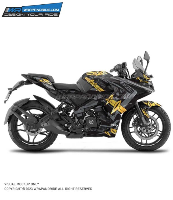 Pulsar RS 200 Black Panther Gold Design [Full Body Edge To Edge Wrap ...