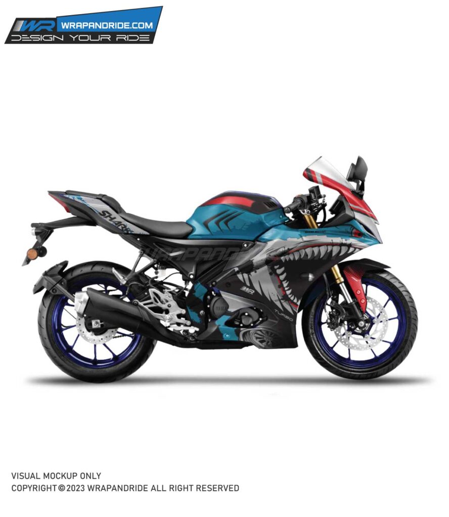 Yamaha V4 Shark Design 1 [Full Body Edge To Edge Wrap / Decal / Sticker ...