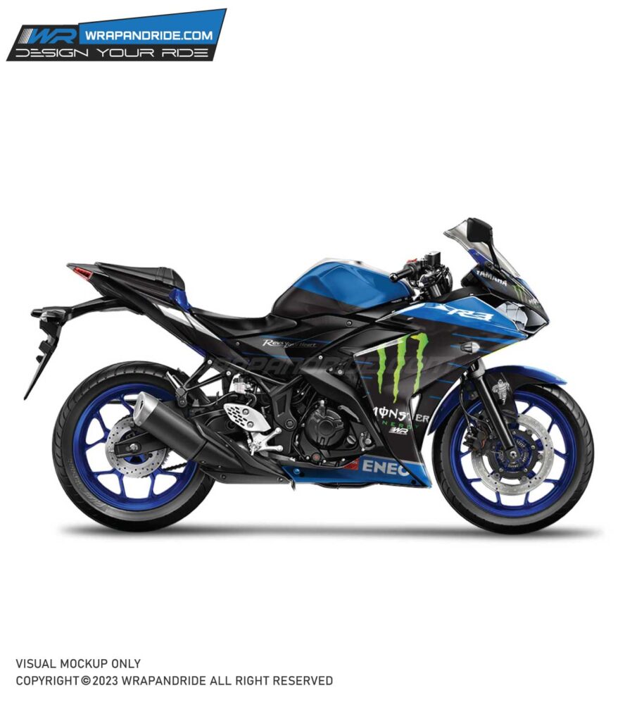 Yamaha R3 Monster Energy Design [Full Body Edge To Edge Wrap / Decal ...