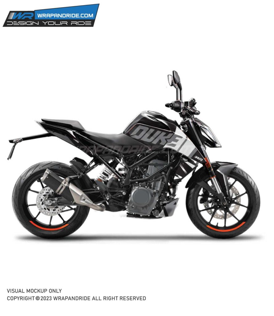 KTM Duke Grey White Design 125-200-250-390 (BS4-BS6) [Full Body Wrap ...