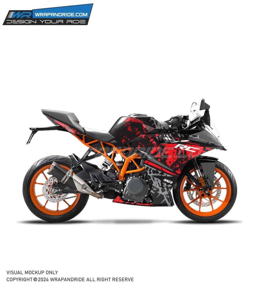 KTM Rc Grunge Red Design 125-200-390 (BS4-BS6) [Full Body Wrap / Decal ...